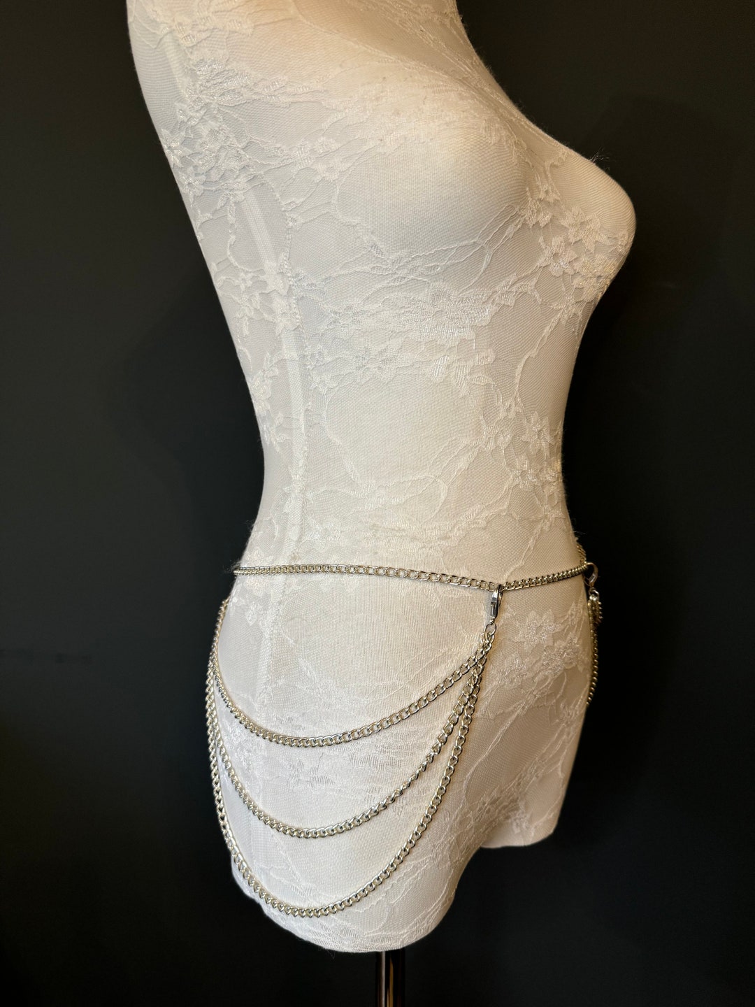 X-long Layered Chain Belt, Silver Metal Belt, Teen Sizes, Size 18”-60 ...