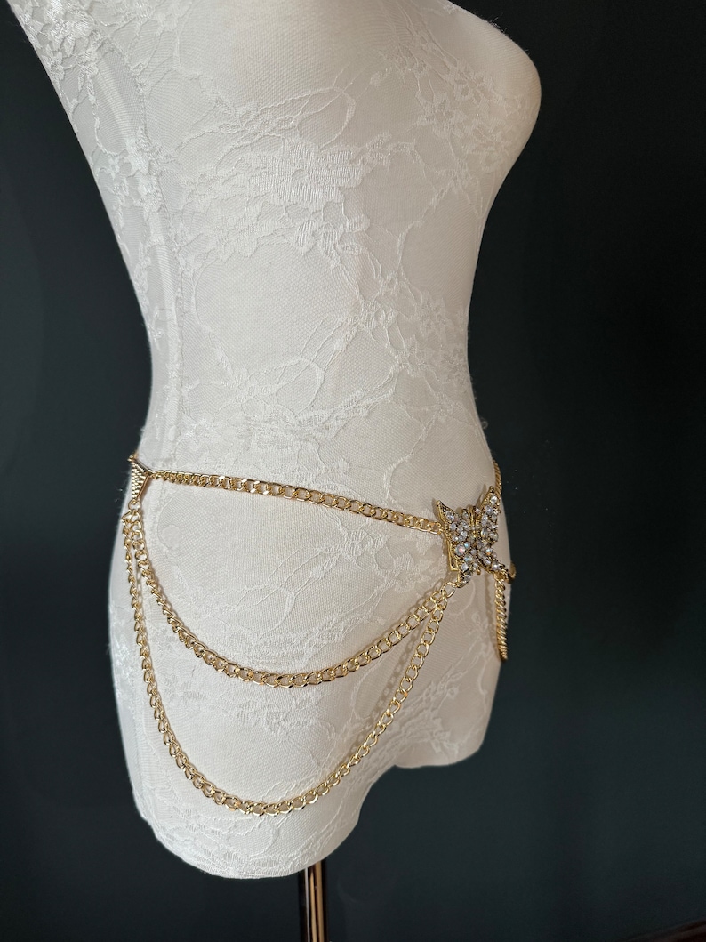 Butterfly Rhinestone Gold Chain Belt, Fashion Body Jewelry - Etsy