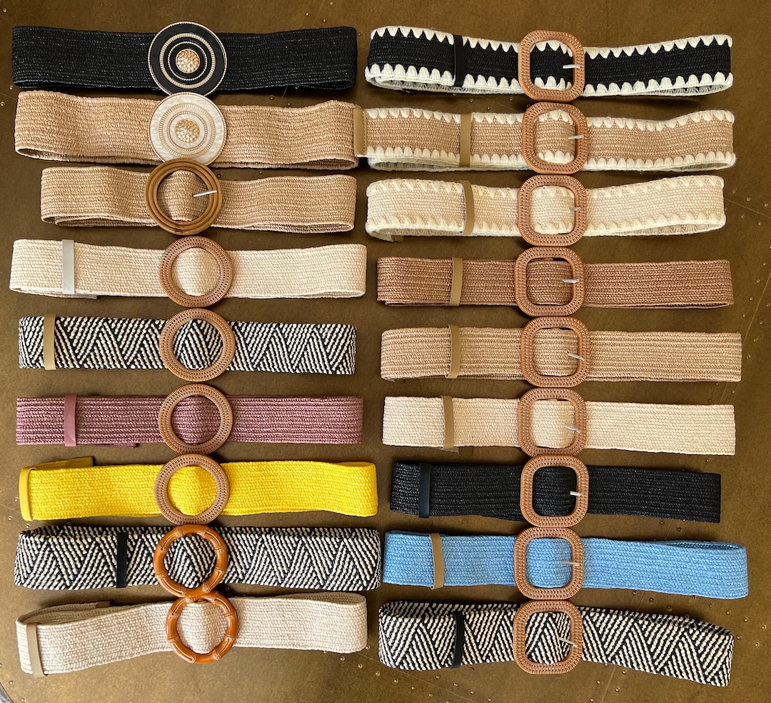 Boho Raffia Elasticated Belts,fashionable Vintage Belts, Natural Raffia ...