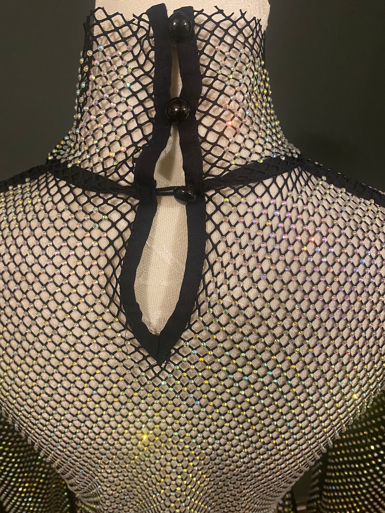 Fishnet Diamanté Top, Rhinestone Top, See Through Top, Fan Fashion ...