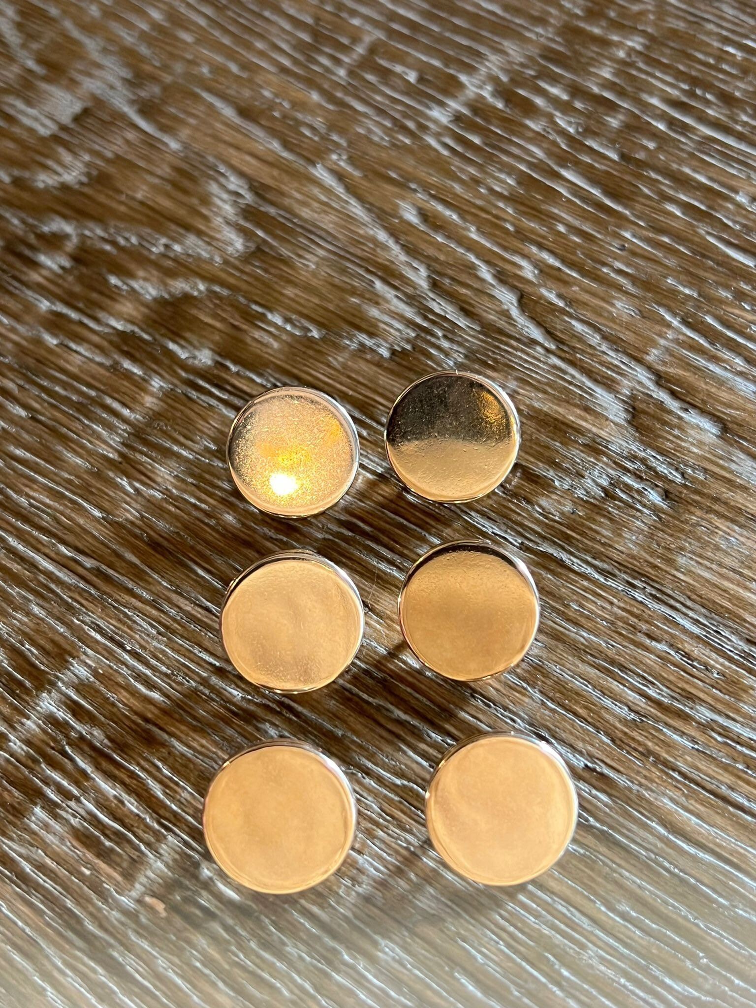 6pcs, 15mm, 20mm, 25mm Metal Shank Gold Button, Flat Head Metal Buttons ...