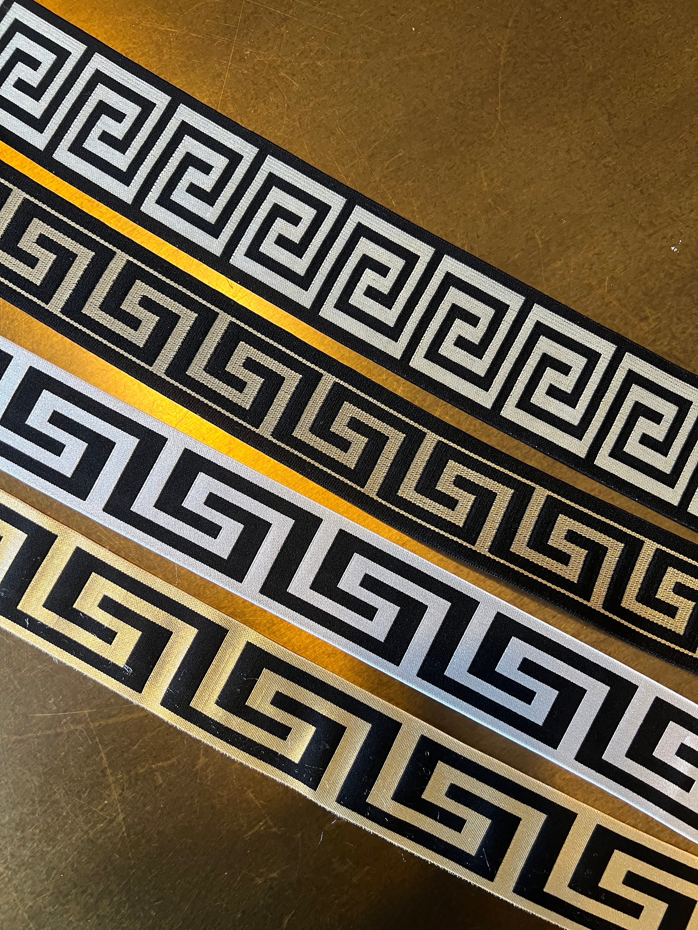 Greek Key Woven Elastic Trim - Gold, Silver, Black, 4cm Wide - Etsy