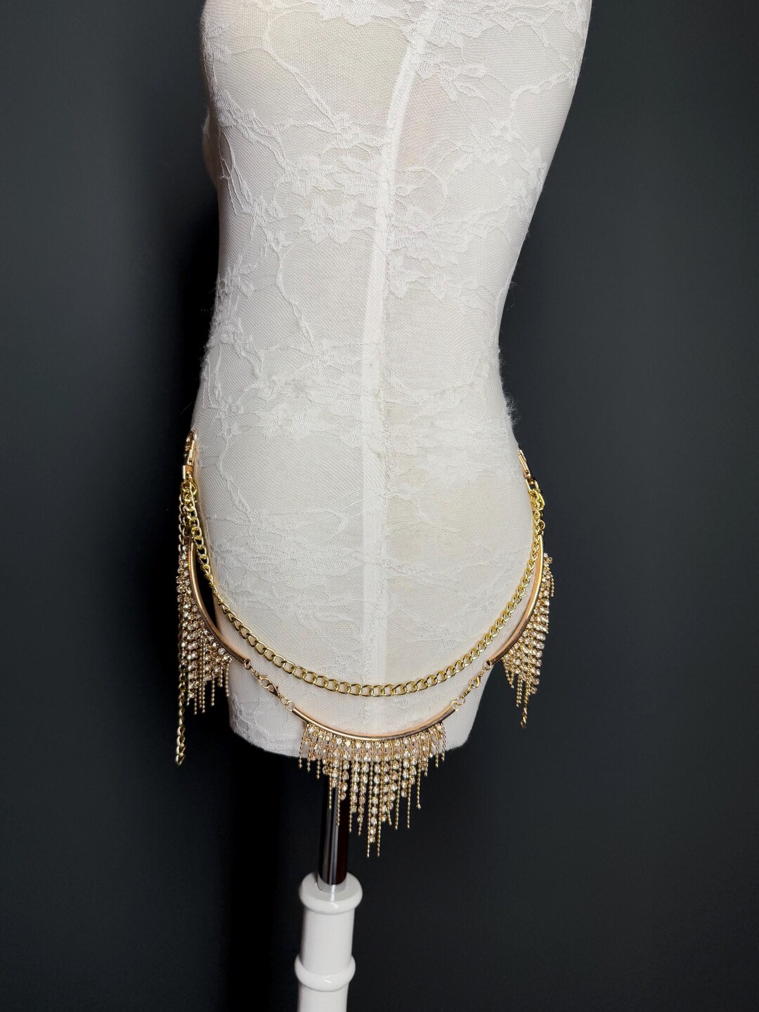 Rhinestone Diamanté Layered Jeans Chains, Bags, Elegant, 3 Size ...