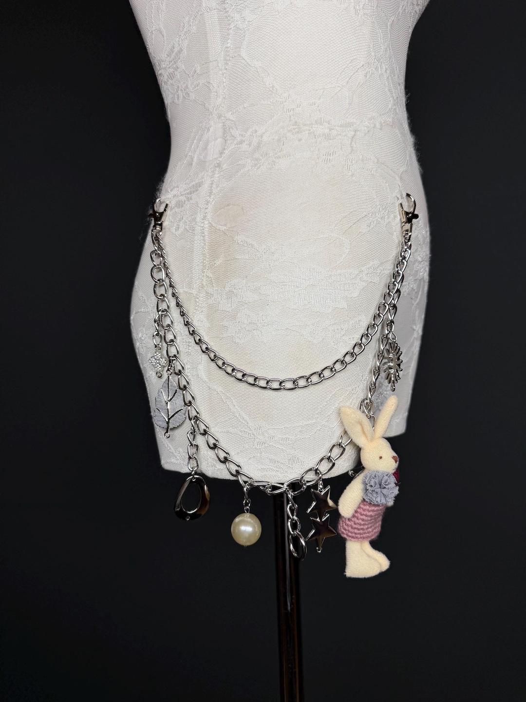 Handmade Jeans Chain With Charms, Silver Metal, Custom Length - Etsy