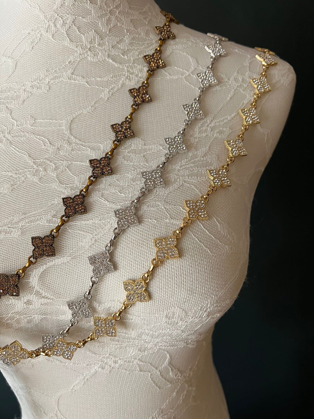 Rhinestone Trimming, Diamanté Chain Trim, Bridal, Clothing, Crafts - Etsy