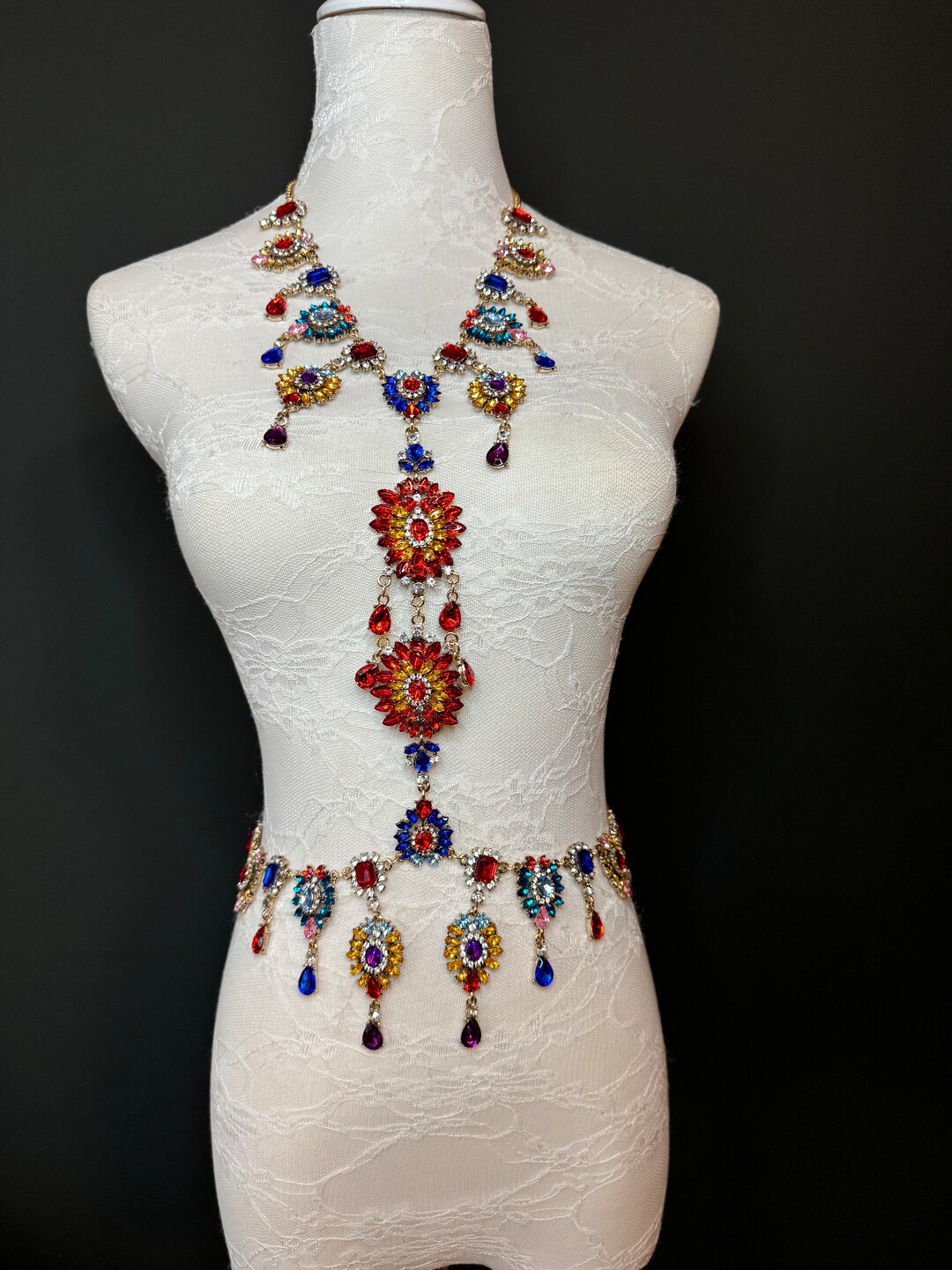 Rhinestone Body Chain, Diamanté Costume, Club Wear, Festival, Exclusive ...