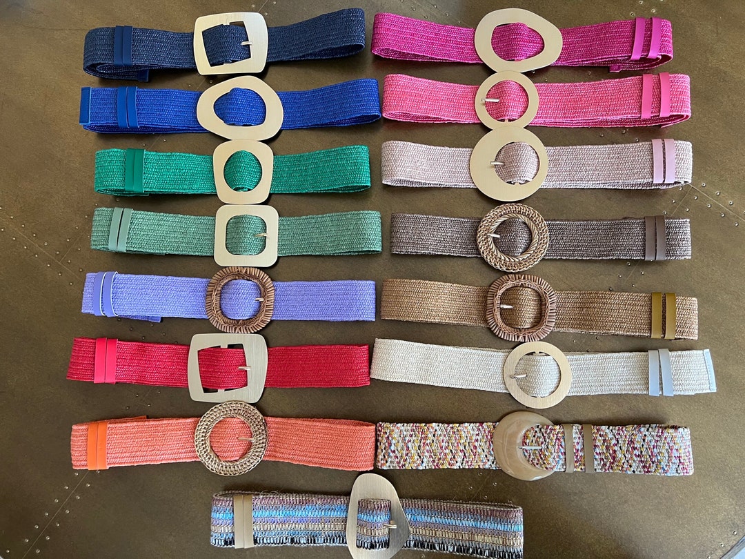 Boho Raffia Elasticated Belts,fashionable Vintage Belts, Natural Raffia ...