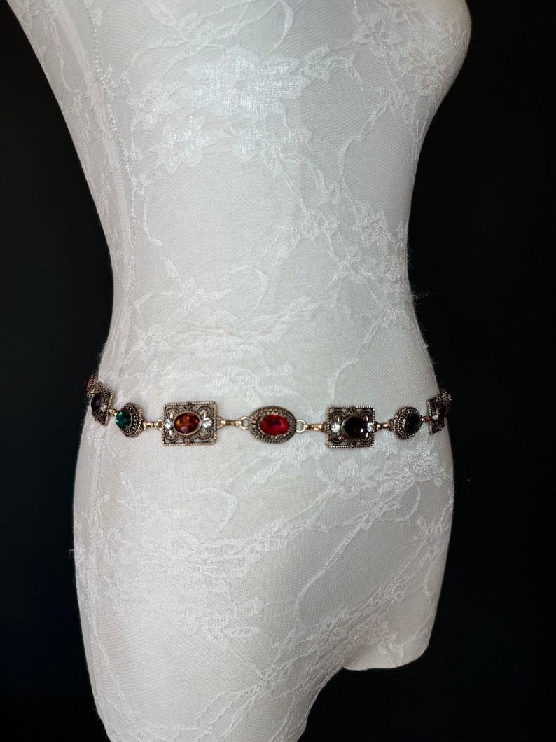 X-long Jewel Belt, Metal Multi Colour Jewel Belt, Warm Tones, Teen ...