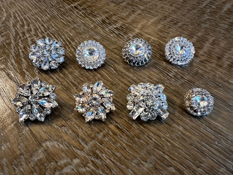 Buttons Jewel & Diamanté Rhinestone Shank Buttons Silver - Etsy UK