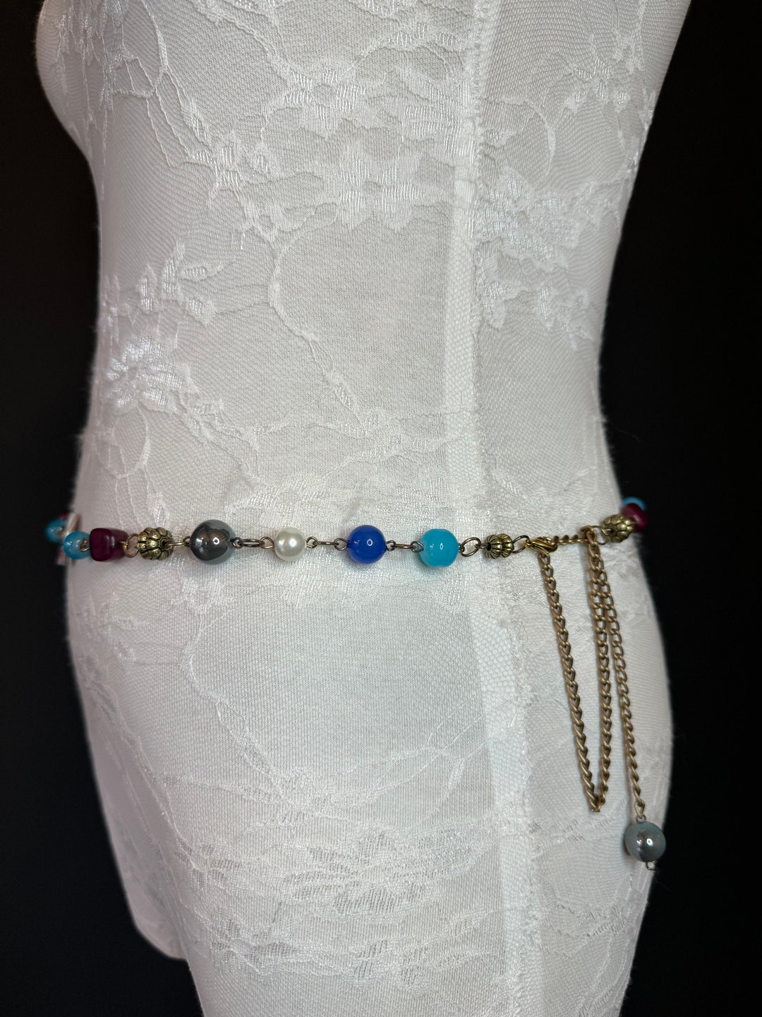 X-long Belt, Beaded Chain Belt, Multi Colour Beads, FAB Design Belt ...