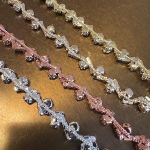 Rhinestone Diamanté, Wavy Chain Trim, Beaded Applique for Wedding Dress ...