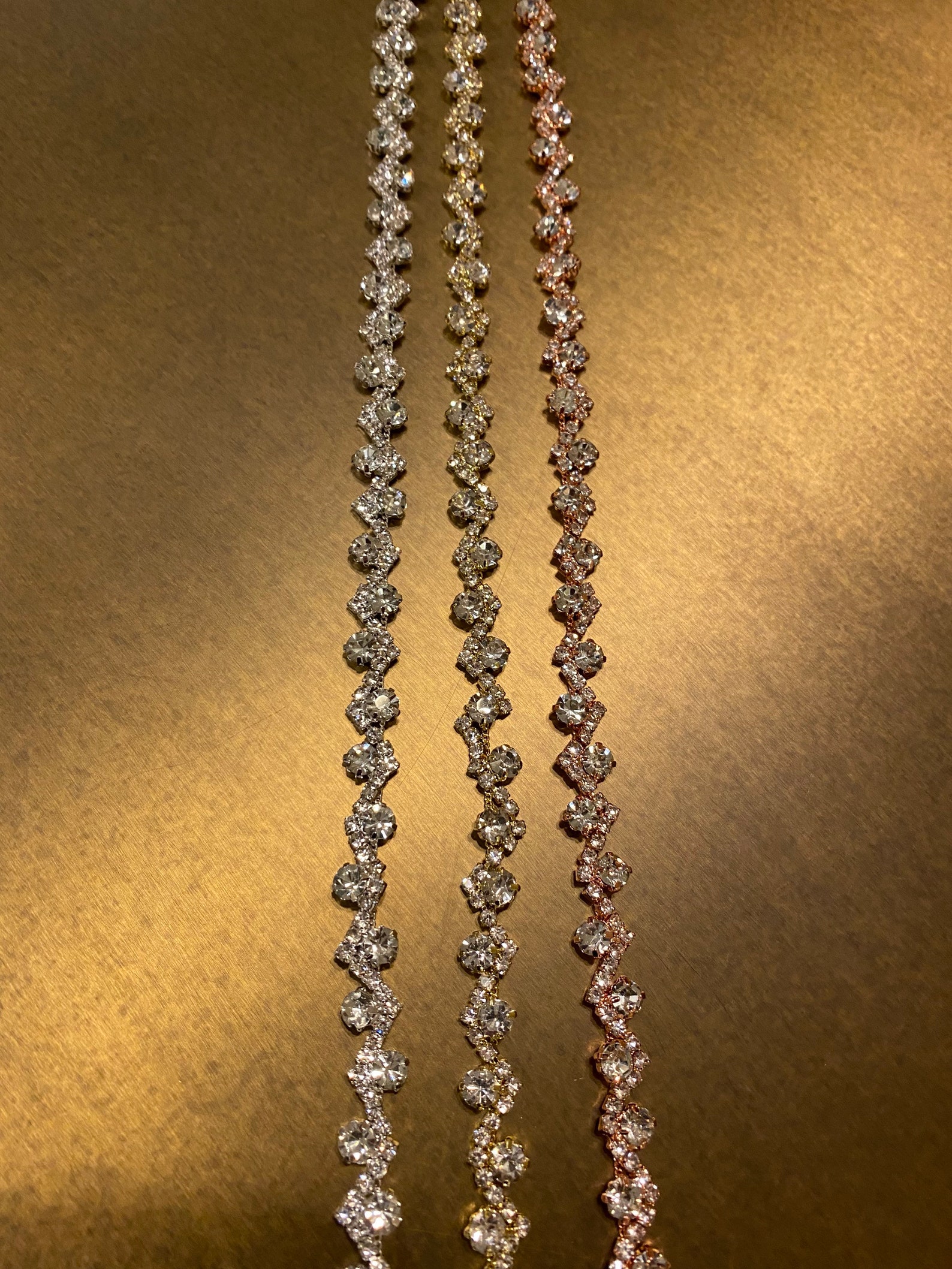 Rhinestone Diamanté Wavy Chain Trim Beaded Applique for - Etsy UK