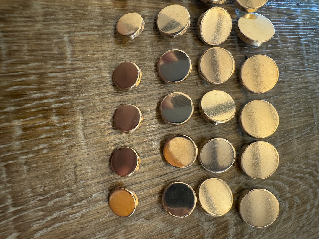 6pc, Alloy Metal Buttons, 18L, 24L, 28L, 32L, 11.5mm, 15mm, 18mm, 21mm, Gold, High Quality Solid ...