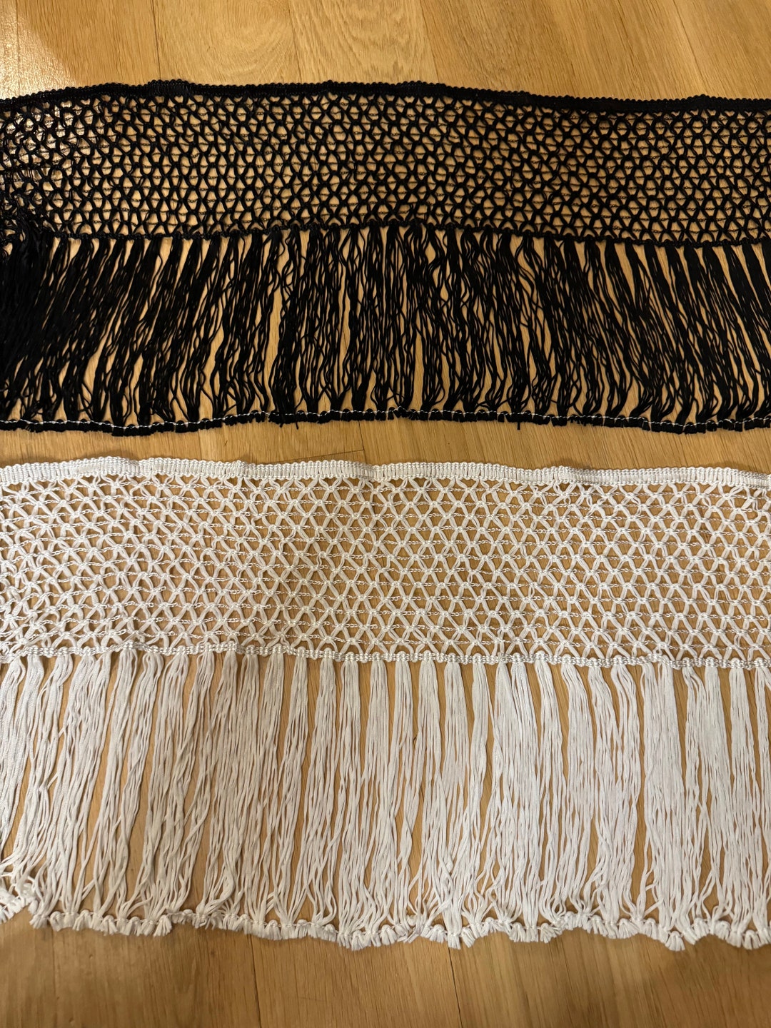 10" Knotted Fringe Trim, Black and Ivory, UK Made - Etsy