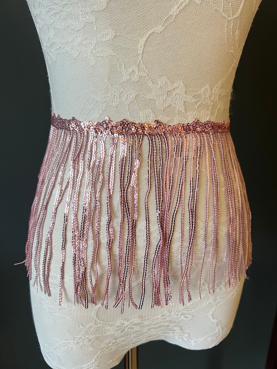 Light Pink Sequins Fringe, 8" Long, 8 Colour Options - Etsy