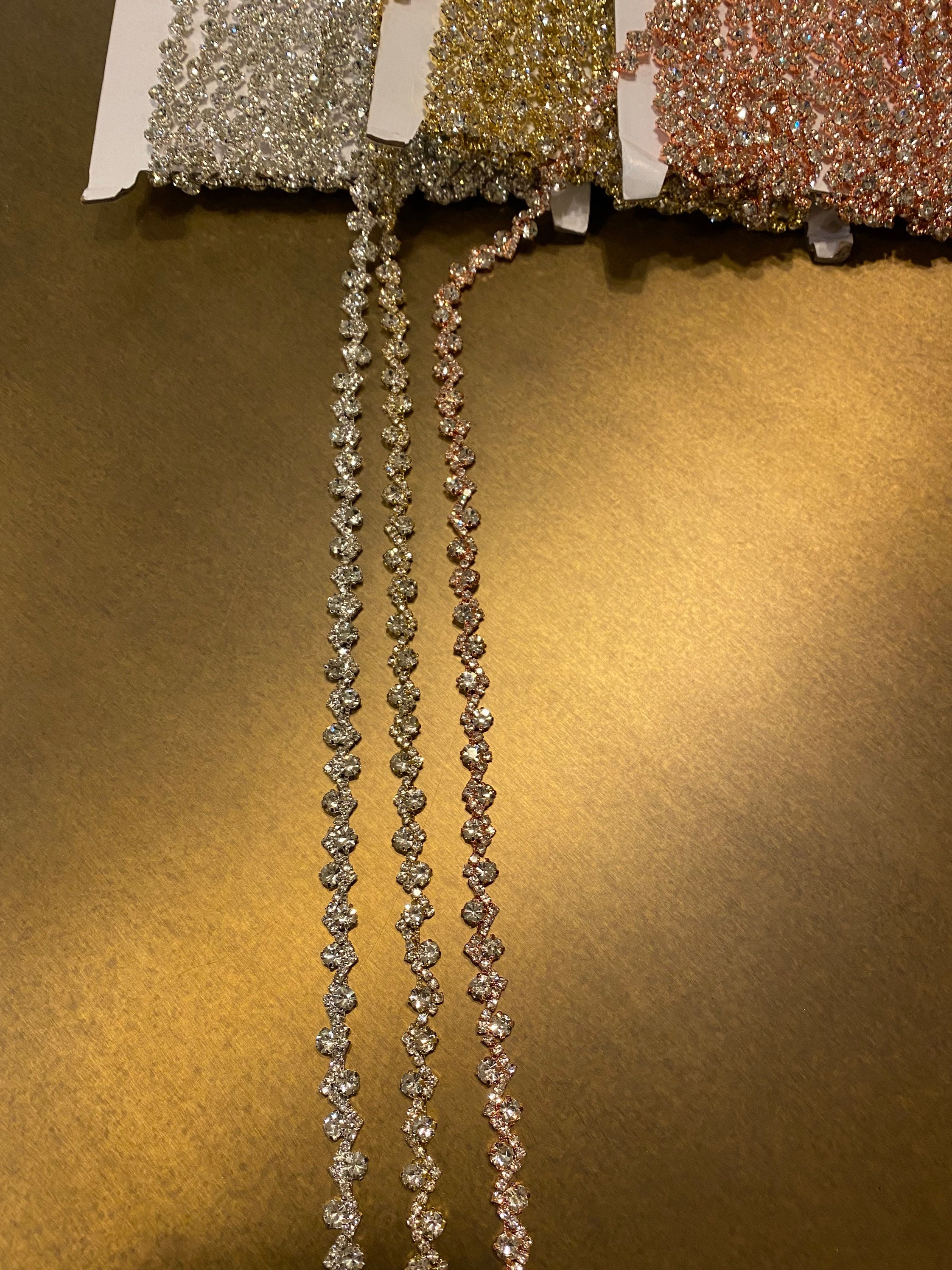 Rhinestone Diamanté Wavy Chain Trim Beaded Applique for - Etsy UK