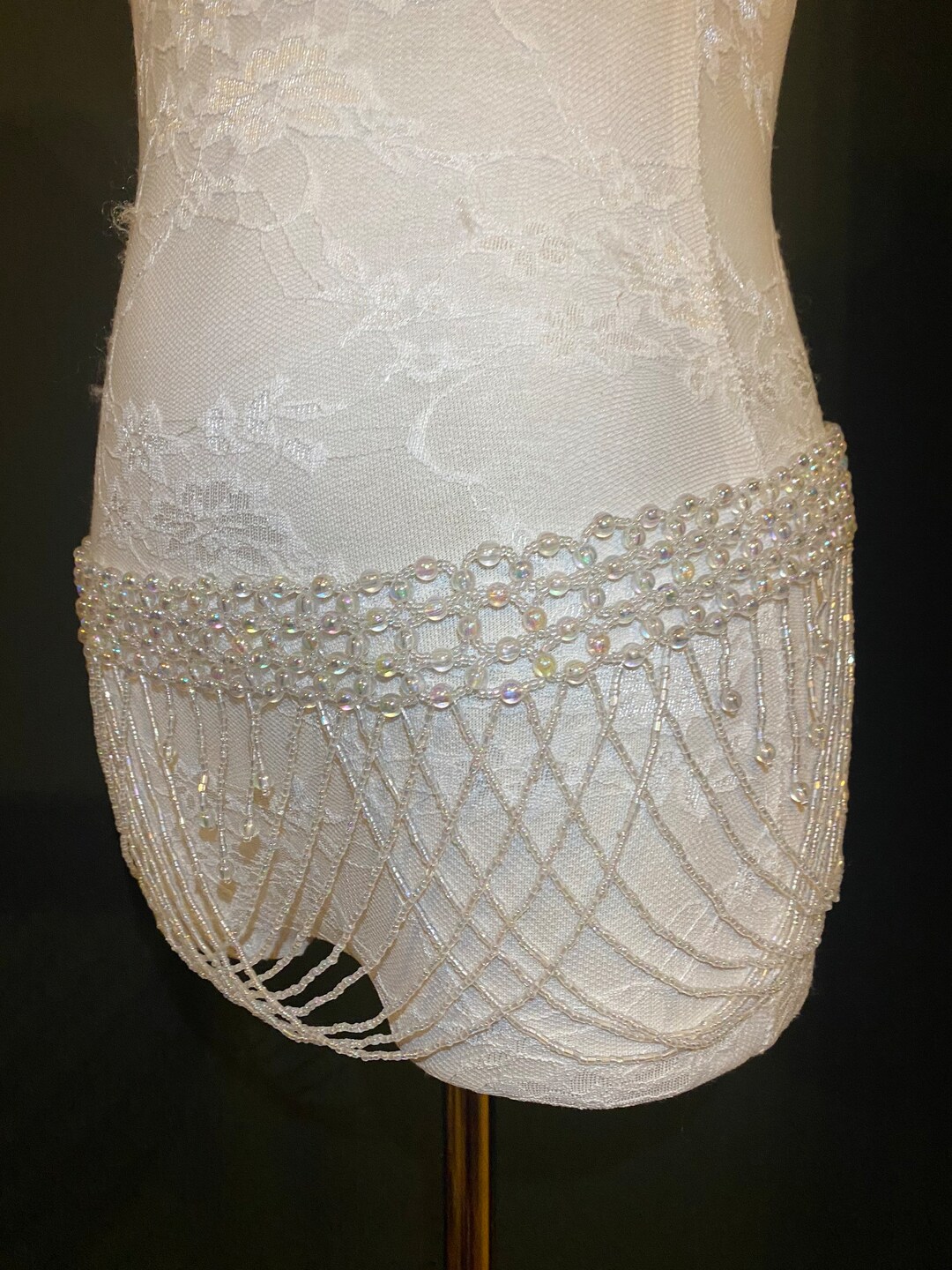 Beaded Belt, 6” Wide Fringe Bead Belt, Iridescent Bead Belt, Belly ...