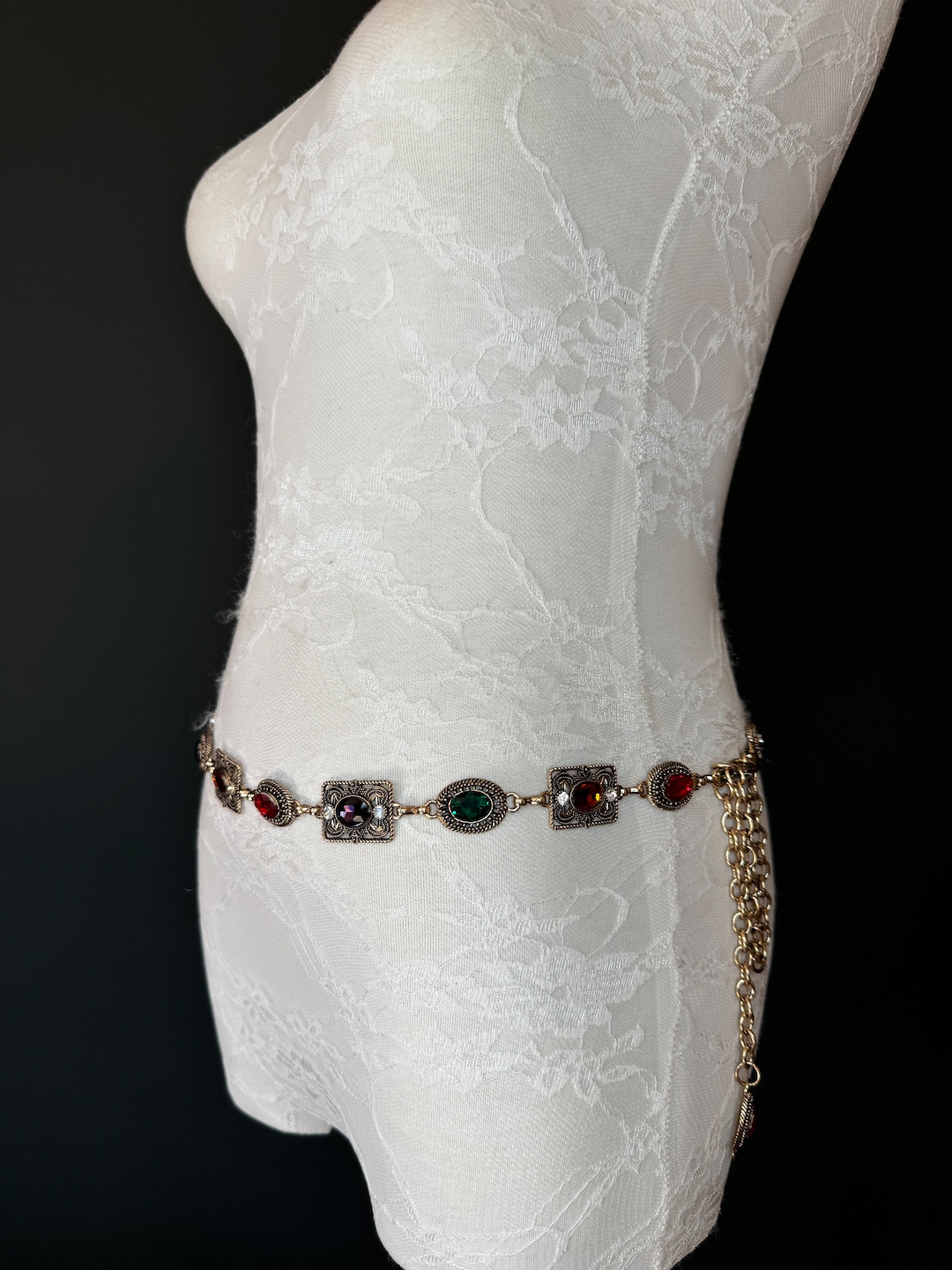 X-long Jewel Belt, Metal Multi Colour Jewel Belt, Warm Tones, Teen ...