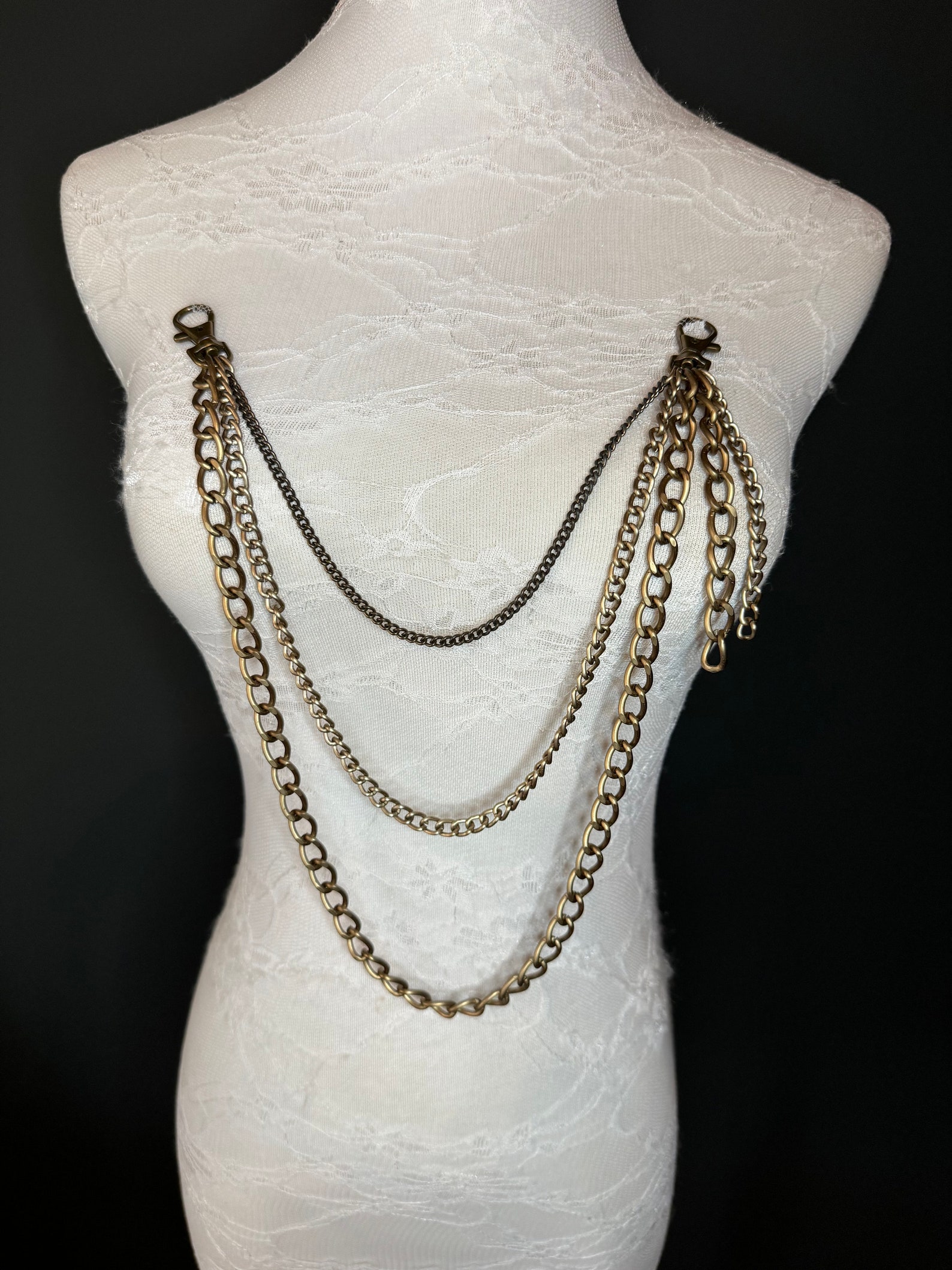 Layered Jean Chains, Bags, Hip Hop, 3 Size Selection, 3 Layers ...