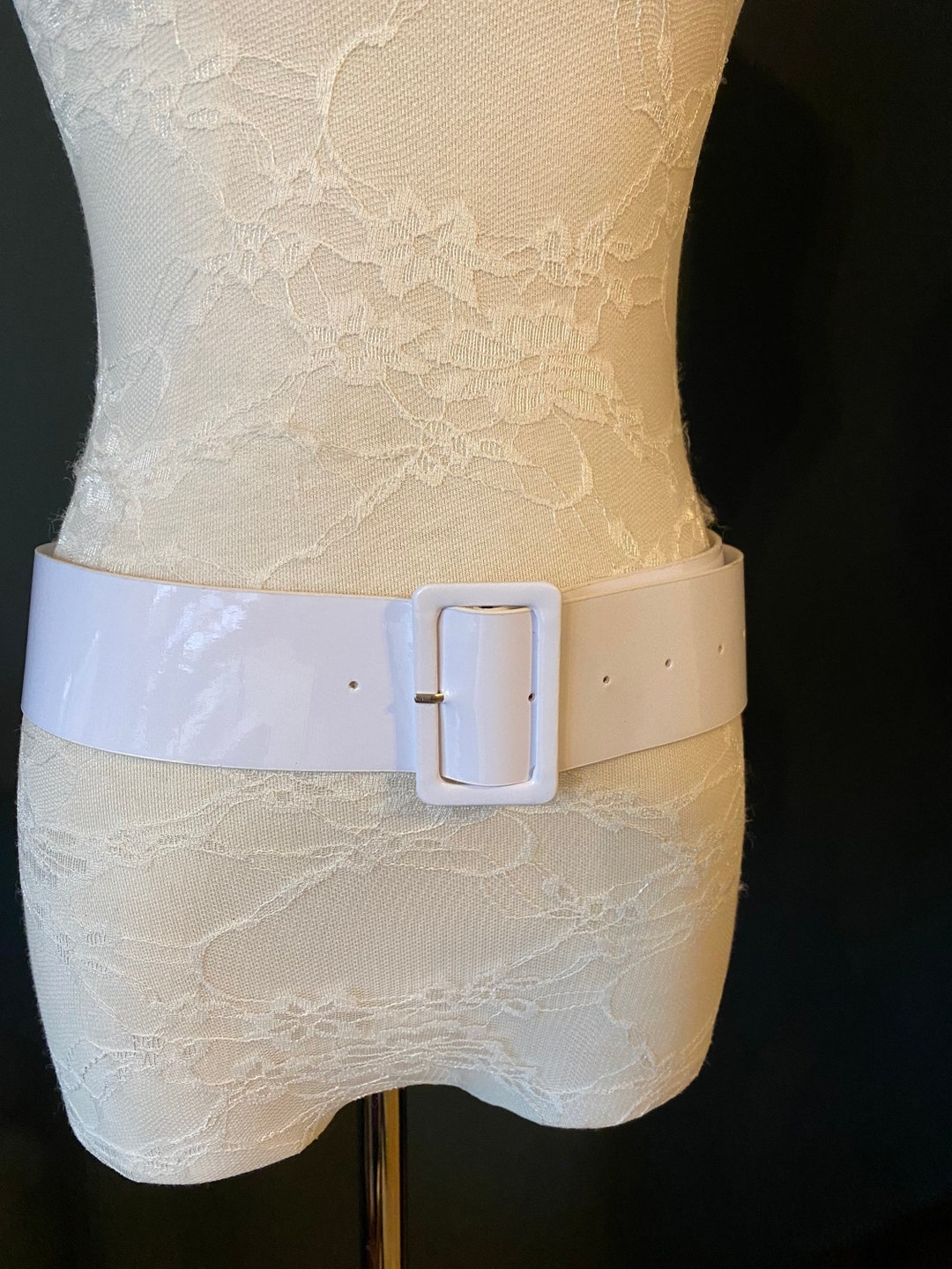 White White, 2” Wide Belt, Dress Belt, Fashion White Belt, UK 8-12, 40 ...