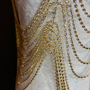 Rhinestone Body Chain, Gold, Silver, Diamanté Costume, Club Wear ...