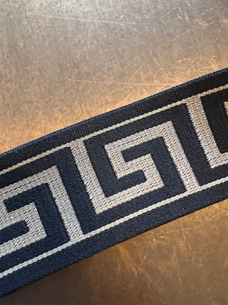 Greek Key Woven Elastic Trim - Gold, Silver, Black, 4cm Wide - Etsy