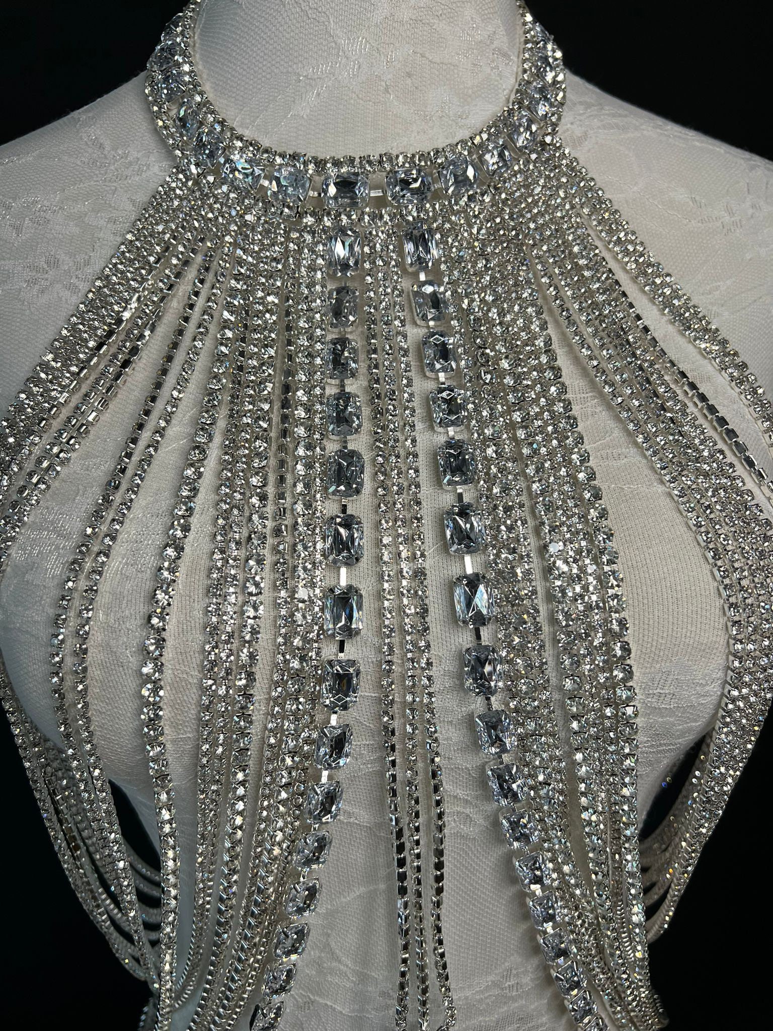 Rhinestone Body Chain, Diamanté Costume, Club Wear, Festival, Exclusive ...