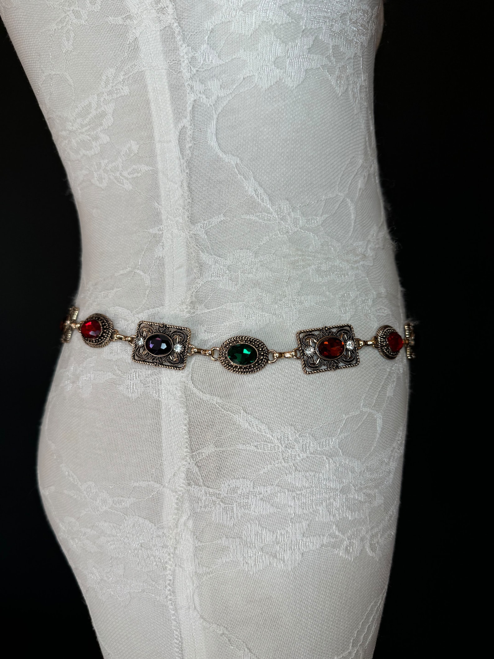 X-long Jewel Belt, Metal Multi Colour Jewel Belt, Warm Tones, Teen ...