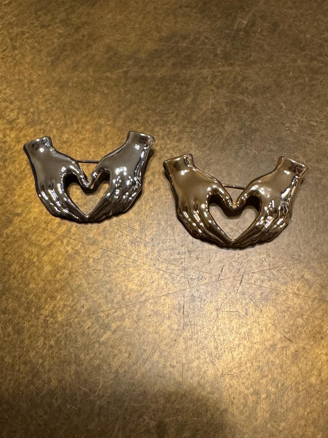 Love Heart Hand Design Metal Brooch, Brooch, Solid Metal, Accessory ...