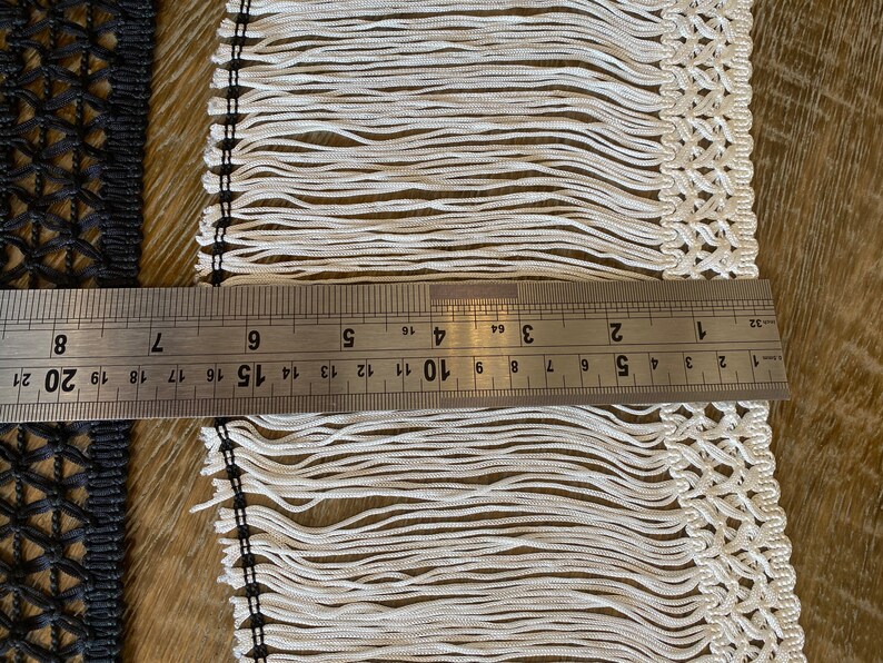 Black or Ivory Polyester Fringe Trimming, 6.5” Wide, UK Made - Etsy