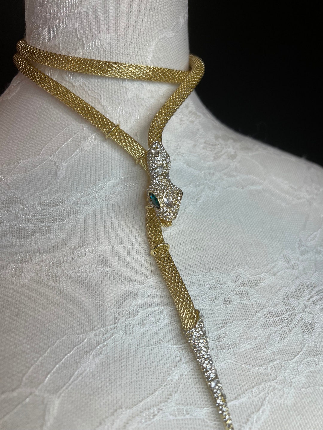 Rhinestone Snake Choker Necklace, Premium Gold or Silver - Etsy