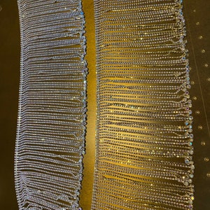 14cm Wide, Diamanté Fringe Trim, Dense Rhinestone Fringe Irridecscent ...