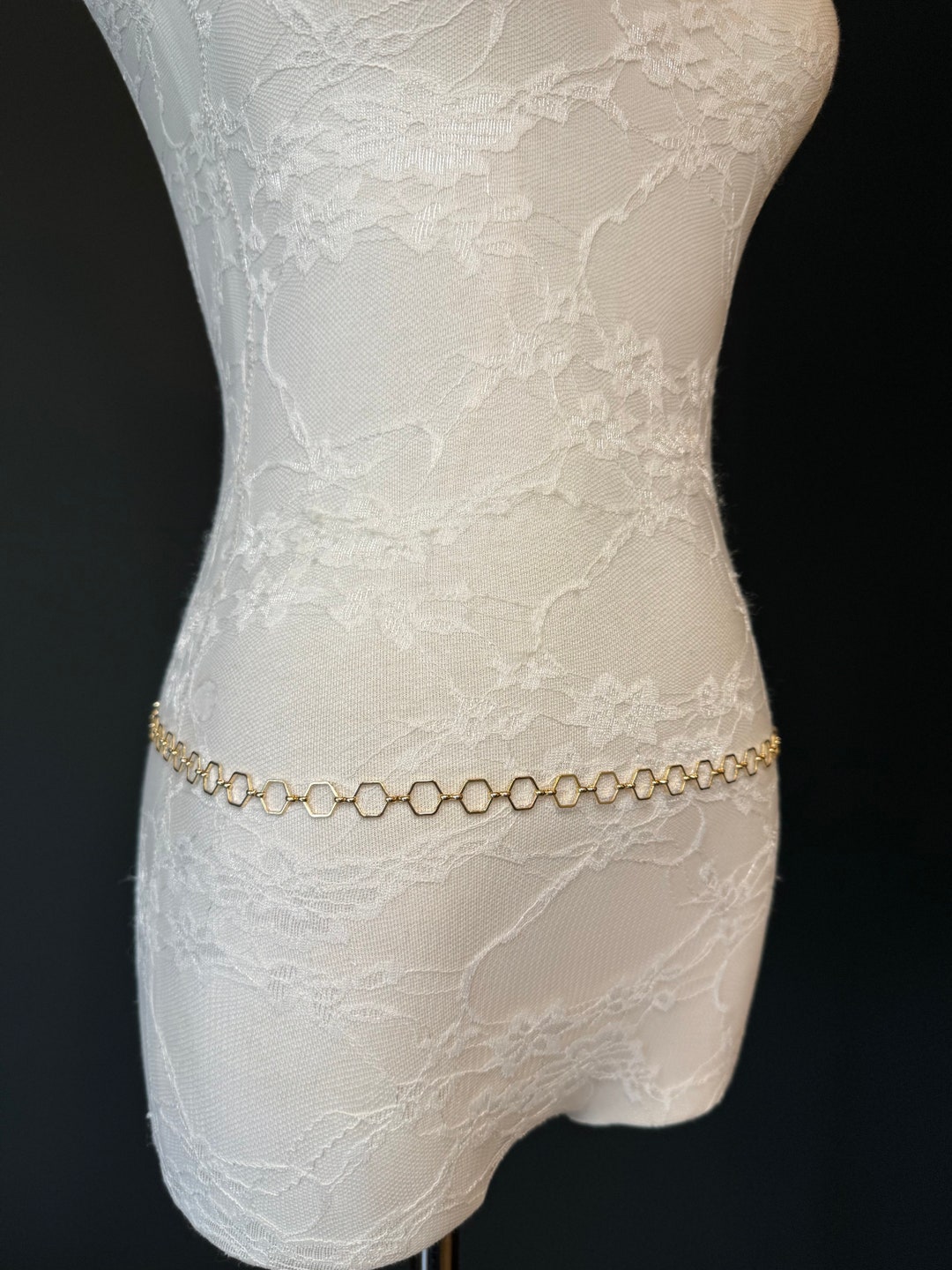 X-long Belt, Hexagon Ring Belt, Metal Rings Belt, Gold, Silver, Chain ...