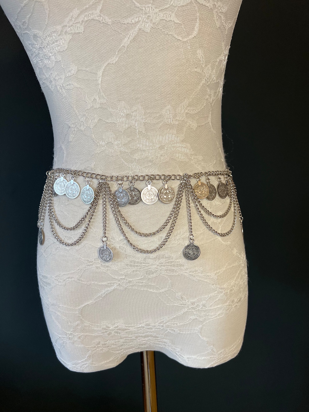Belly Chain, Gold Silver, Coin Detail 18-40 Inch, Festvial, Dance ...