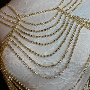 Rhinestone Body Chain, Gold, Silver, Diamanté Costume, Club Wear ...