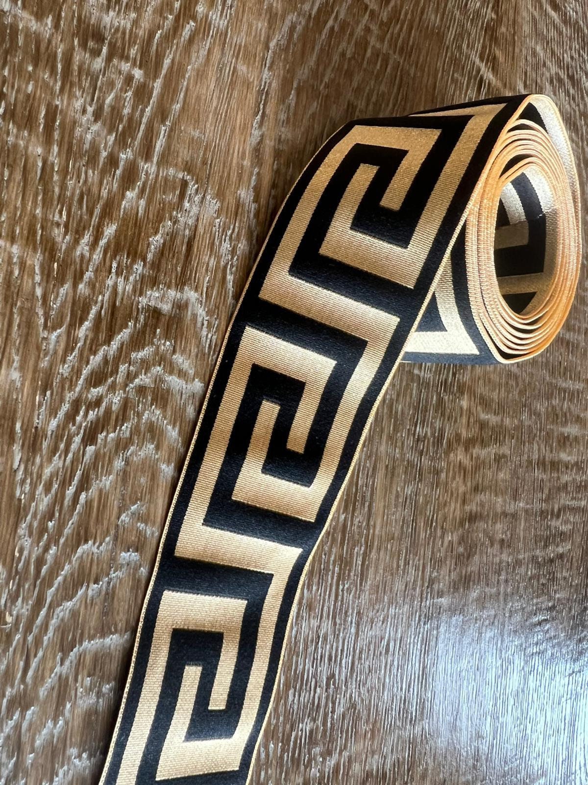 4cm Wide Greek Key Woven Elastic Black / Gold. Trim for Head - Etsy