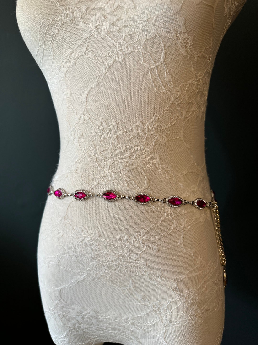 X-langer Metall Cerise Juwel Strass Gürtel, Legierungsmetall ...