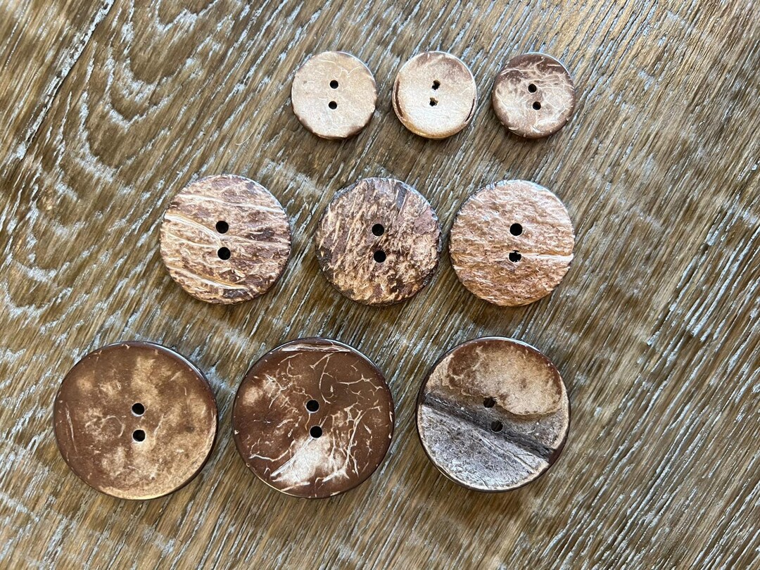 6pcs per Pack, Natural Coconut Buttons, 3 Sizes Coconut a Buttons, 20mm ...
