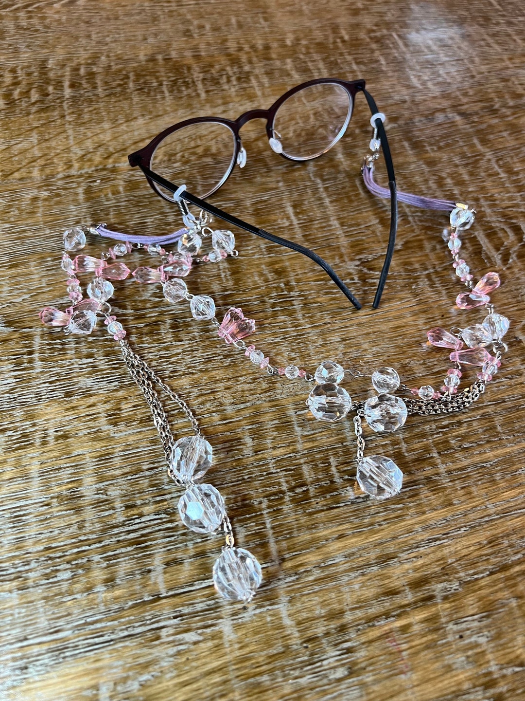 Handmade Crystal Beaded Glasses Chain, Silver & Gold Accents - Etsy