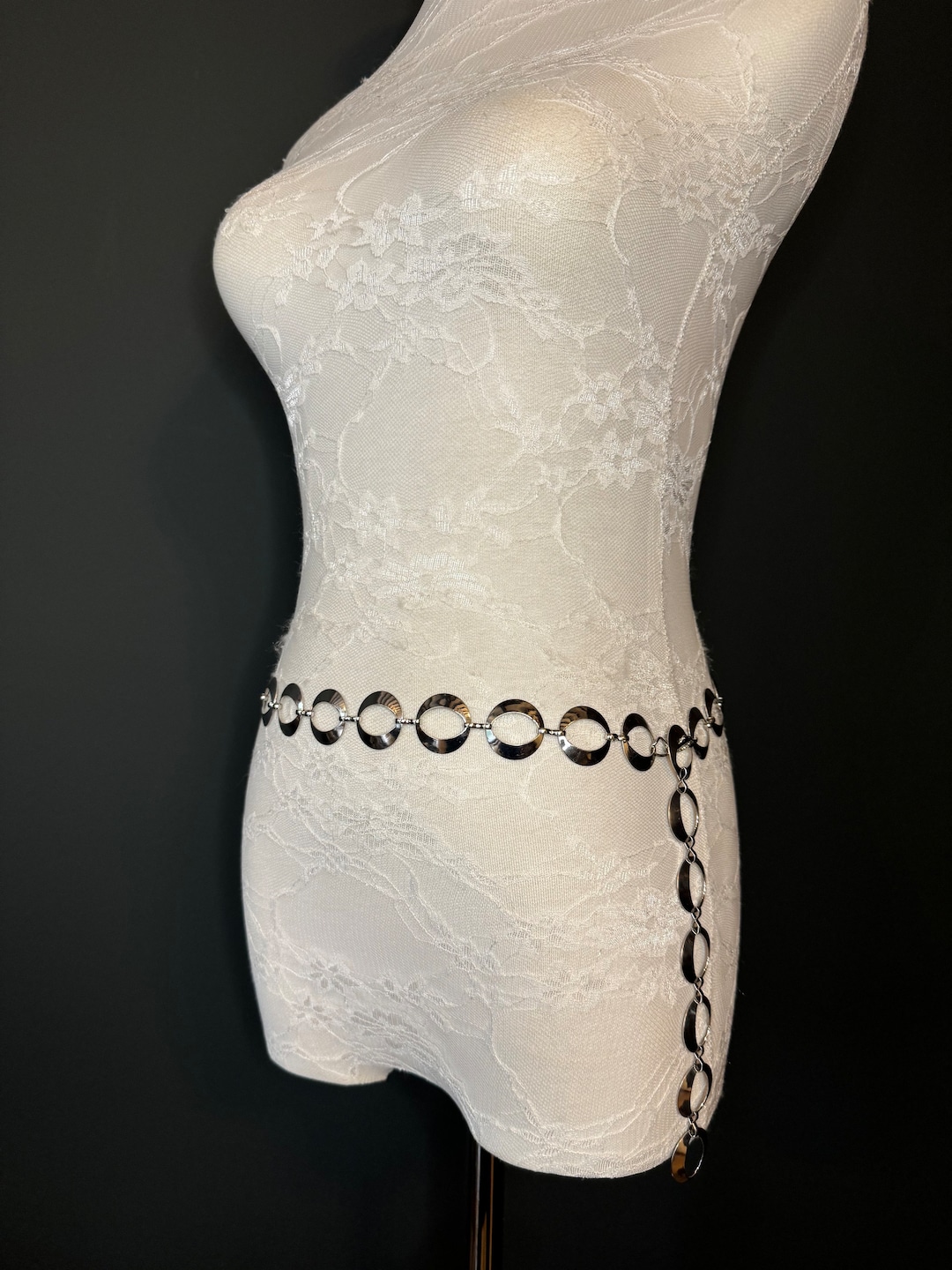 X-long Belt, Ring Belt, Chain Ring Belt, Silver Belt, Metal Ring Belt ...