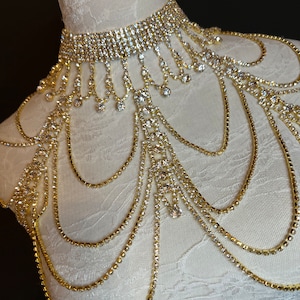 Rhinestone Body Chain, Gold, Silver, Diamanté Costume, Club Wear ...