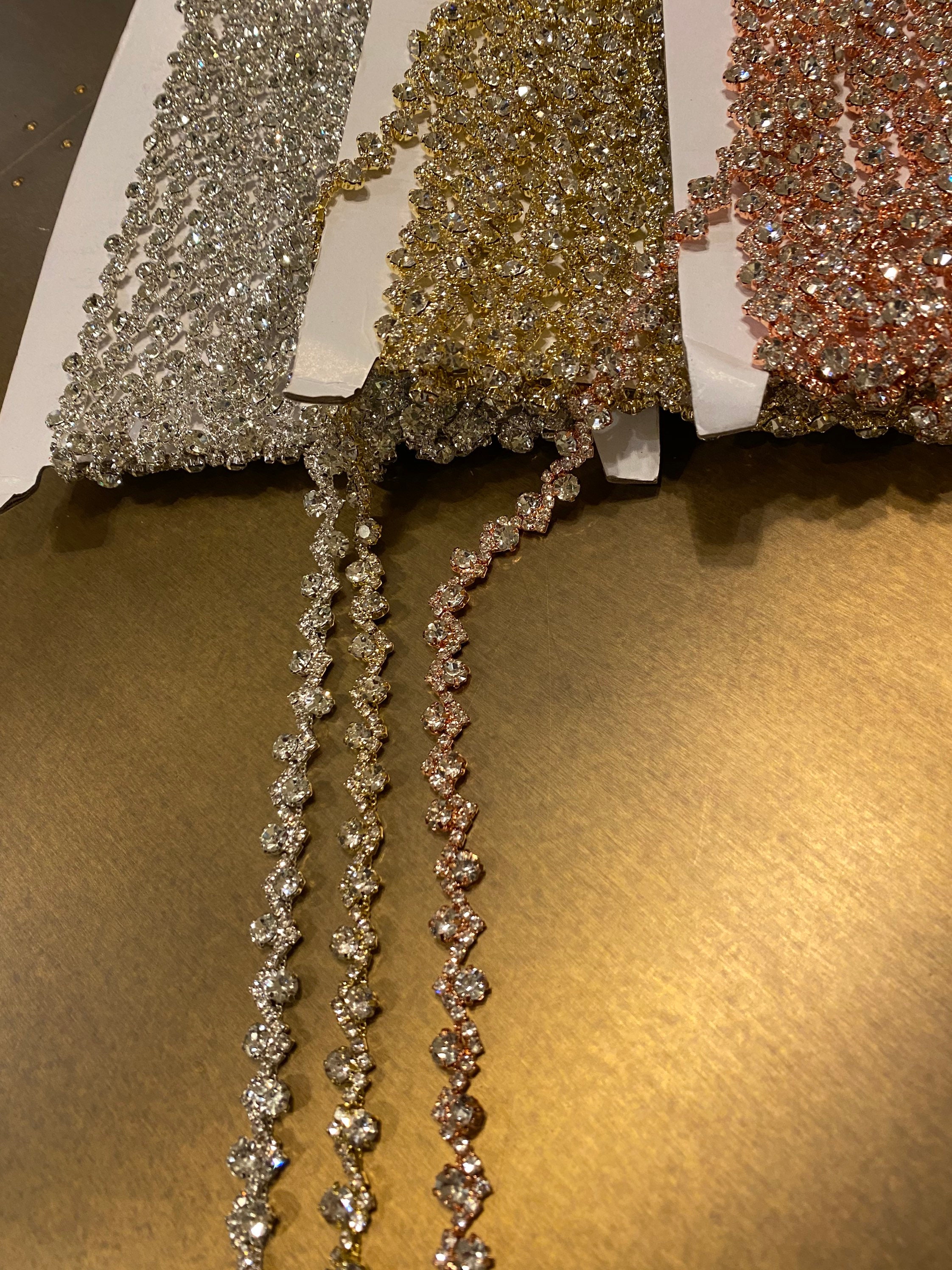 Rhinestone Diamanté Wavy Chain Trim Beaded Applique for - Etsy UK