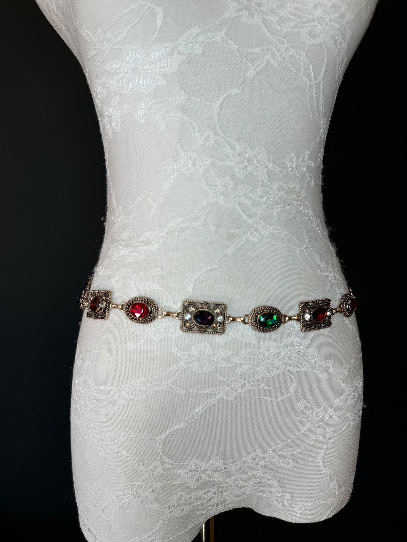 X-long Jewel Belt, Metal Multi Colour Jewel Belt, Warm Tones, Teen ...