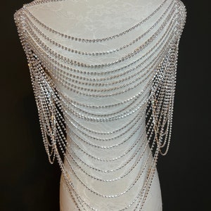 Rhinestone Body Chain, Gold, Silver, Diamanté Costume, Club Wear ...