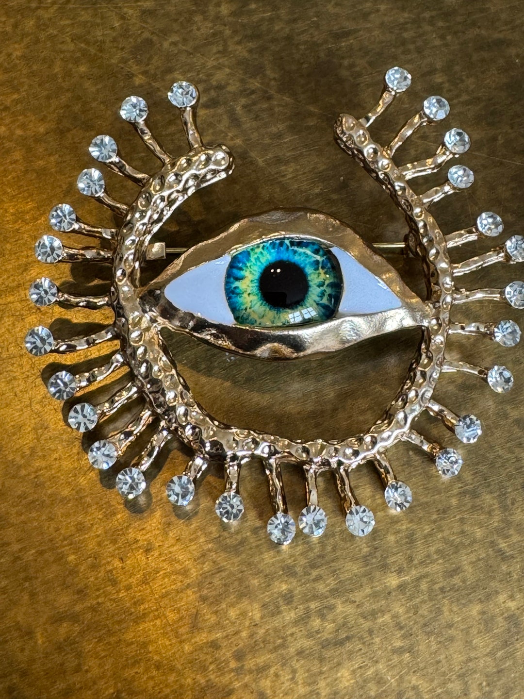 Eyeball Rhinestone Brooch, Silver, Gold Diamanté Brooch, Pin On, Jewel ...