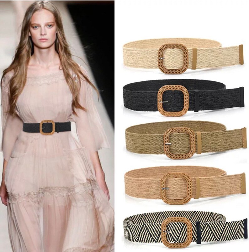 Boho Raffia Elasticated Beltsfashionable Vintage Belts - Etsy