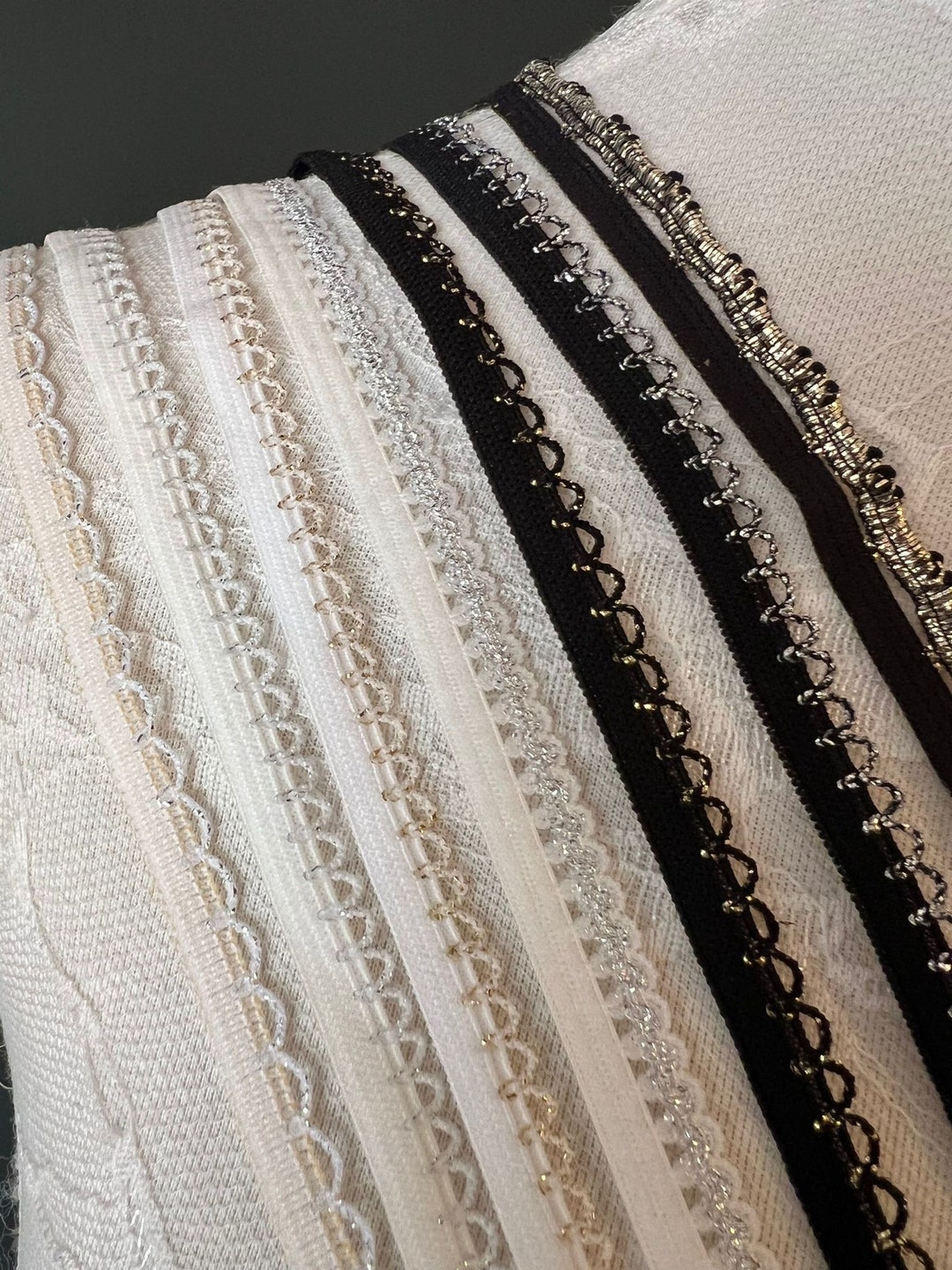 11mm Wide Lurex Picot Edge Elastic, Scallop Edging, Knicker Elastic ...