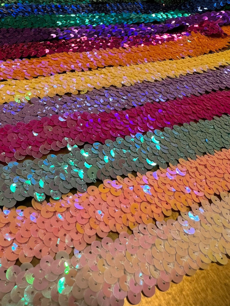 3cm Wide, 3 Row Stretch Sequin Trim, Colours, Craft,costume ...