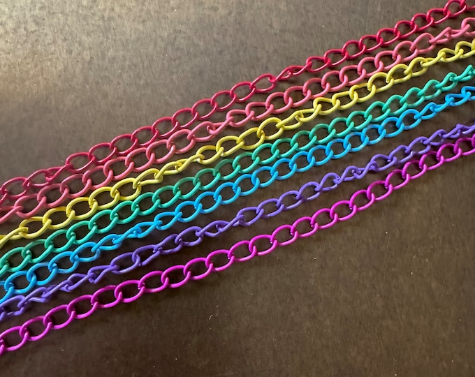 Rainbow Chain Choker, Rainbow Chain Necklace, Chain, Clip, Retro ...