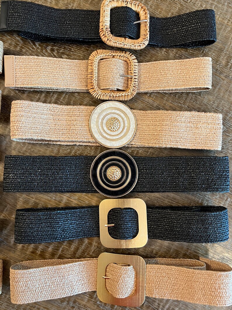 Boho Raffia Elasticated Beltsfashionable Vintage Belts - Etsy